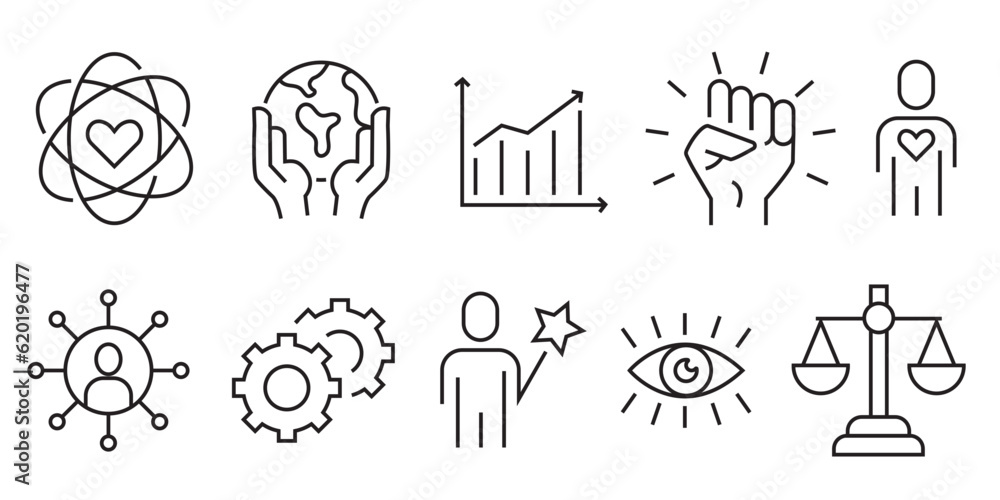 Business Core values icon vector set collection. Sign or symbol of ...