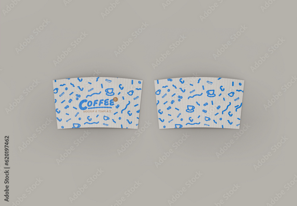 3d Front and Back Coffee Cup Sleeve Mockup Stock Template | Adobe Stock