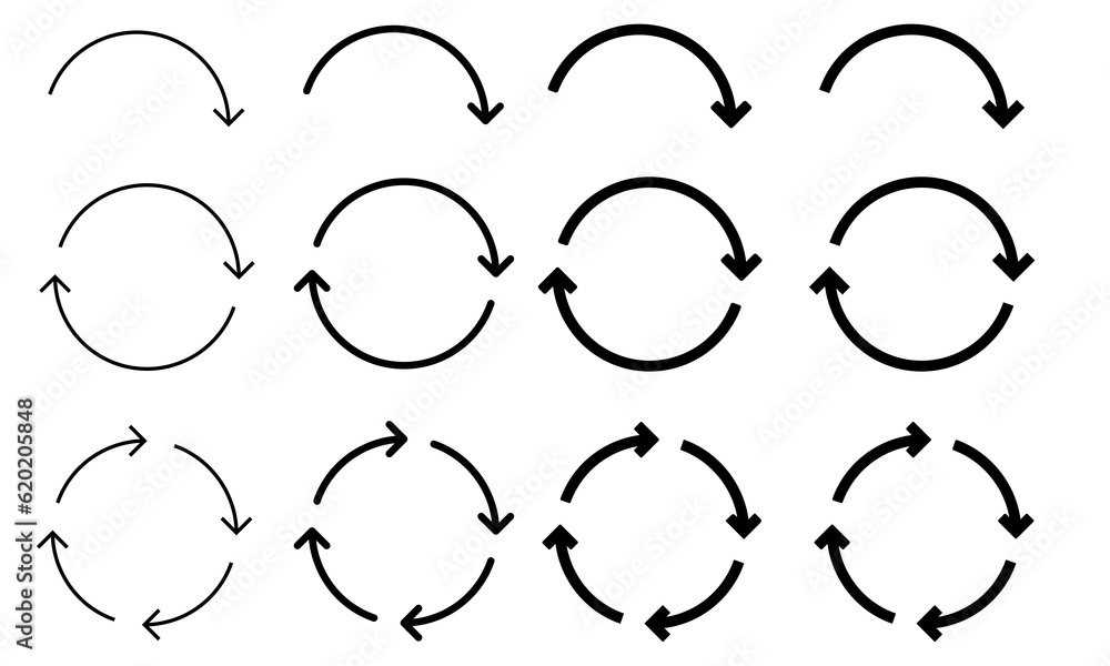 Black arrow circle recycle design. Sync Arrows Set. Black circle arrow ...