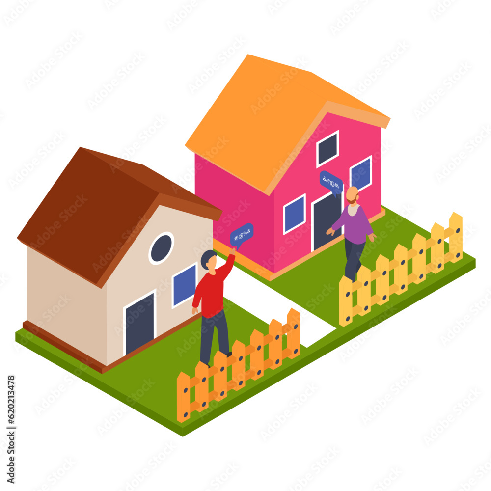 invasion of personal space isometric Concept, Neighbor spat Vector ...
