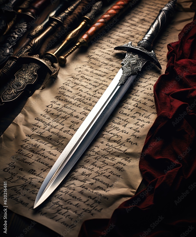 Warriors sword the Word of God on top of an ancient manuscript ...