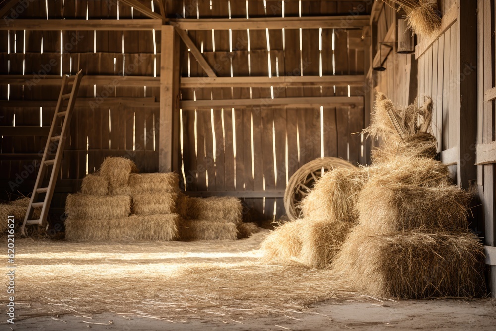 ai generated Photography of a Rustic barn and straw background Stock ...