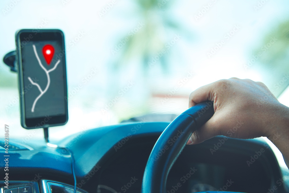 navigating the Journey Traveling by Car, Handheld Navigation,Delivering ...