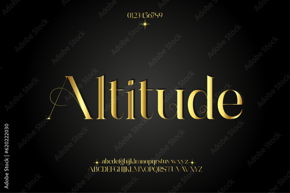 Altitude, Elegant golden alphabet letters font set. Classic Custom gold Lettering Designs for ...