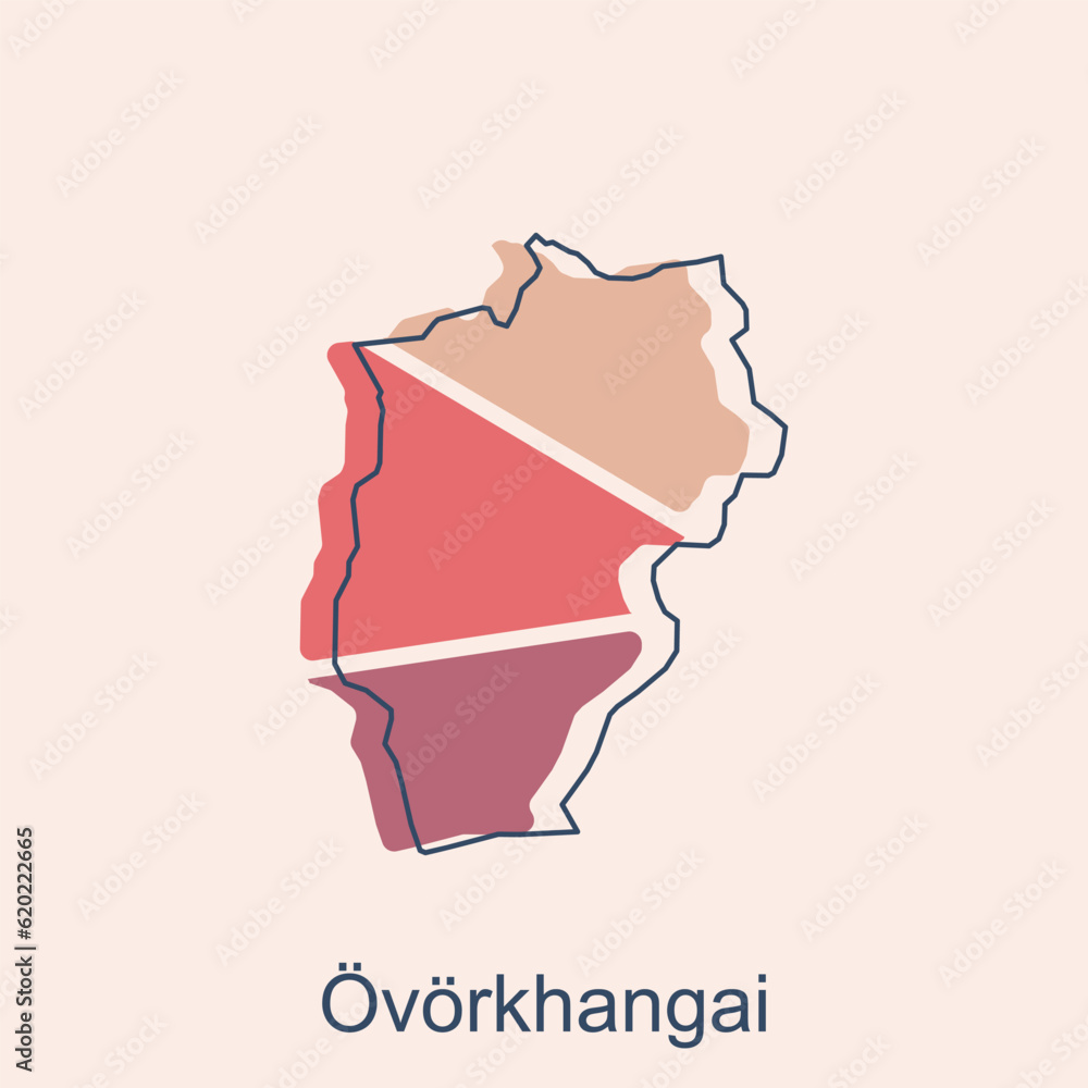 Mongolia political map with capital Ovorkhangai, national borders ...
