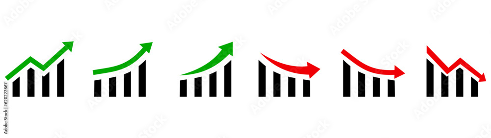 Growth and decline of company profits Isolated vector icon. Company ...