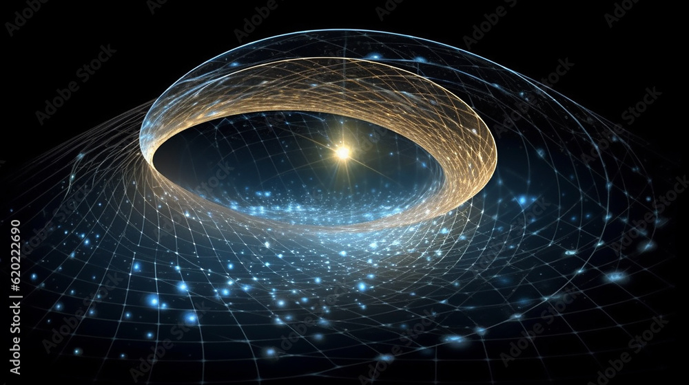 Time-Space Distortion: Abstract Visualization of Spacetime Continuum Curvature. Generative AI ...