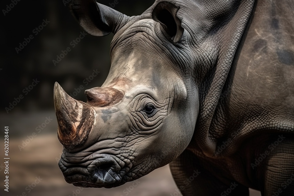 Angry rhinoceros. lose the rhinoceros portrait. Ai generative. Stock ...