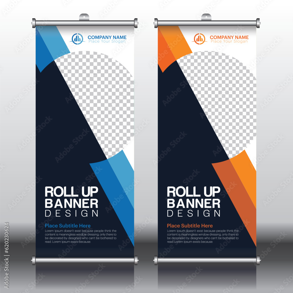 Vetor de Modern vector art roll-up banner design template for brochures ...