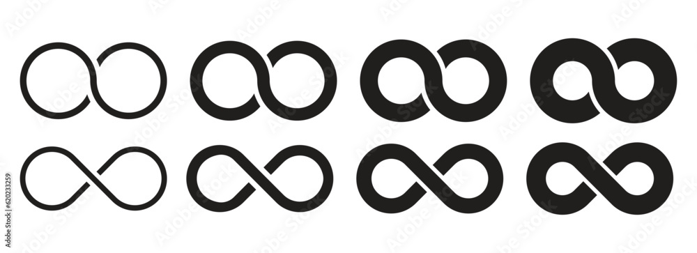 Infinity symbol collection vector illustration isolated on white Stock ...