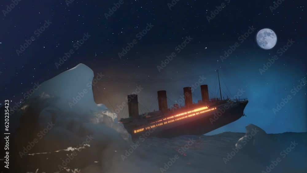 Reconstruction of the wreck of the Titanic liner crash about Iceberg ...