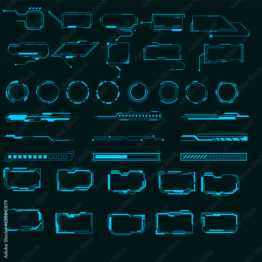 Futuristic ui interface elements. Holographic hud user interface ...
