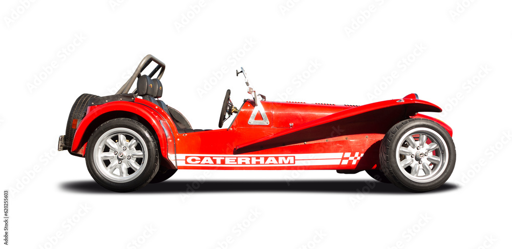 Lotus Caterham 7 car, side view isolated on white background Stock ...