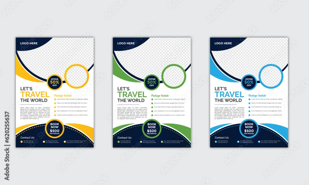 Travel poster or flyer template brochure design layout bundle space for ...