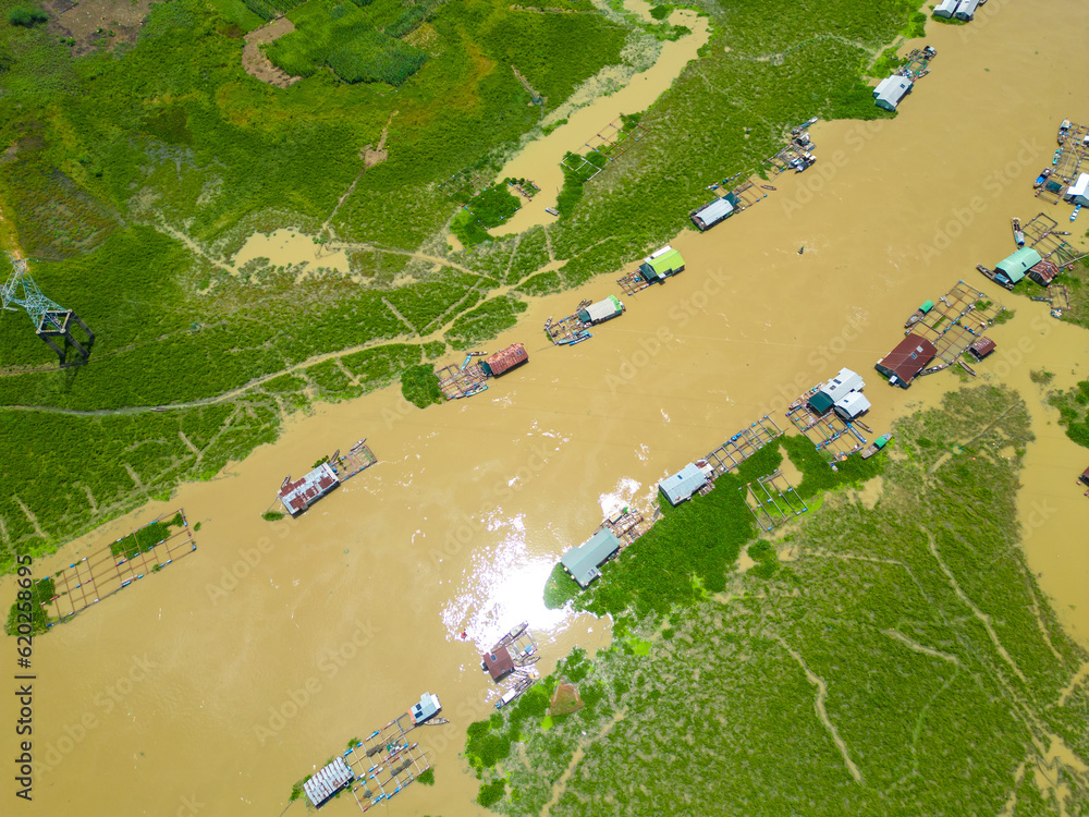 Aerial view of National Route 20 in Dong Nai province, group of ...