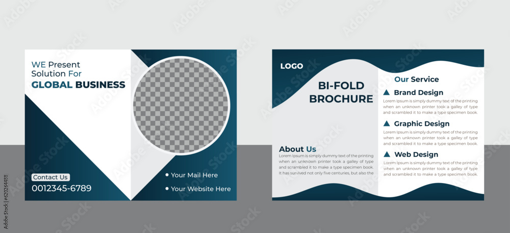 Corporate Business Bi-Fold Brochure Design Template Layout For Print ...