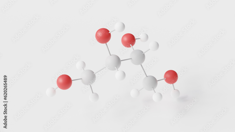 erythritol molecule 3d, molecular structure, ball and stick model ...