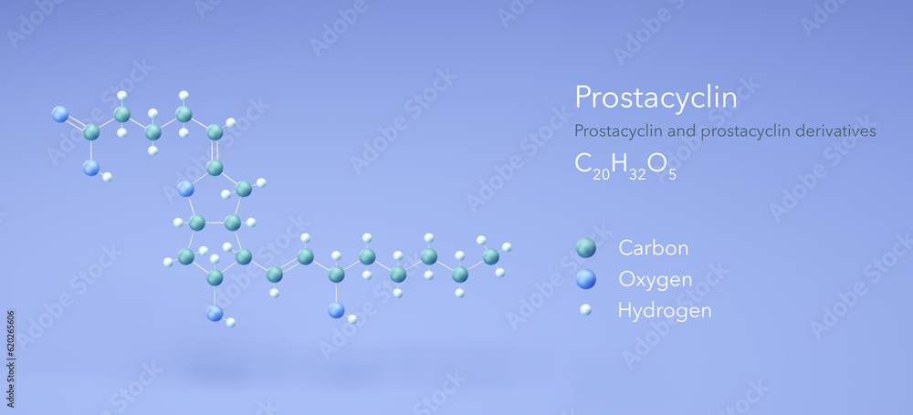prostacyclin molecule, molecular structures, prostaglandin i2, 3d model ...