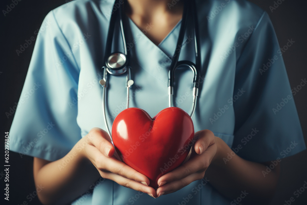 Heart in doctor's hands, medicine. AI generative. ilustración de Stock ...