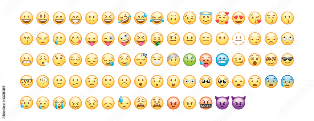 iPhone WhatsApp Emojis, High Quality Emoticons Isolated on White ...