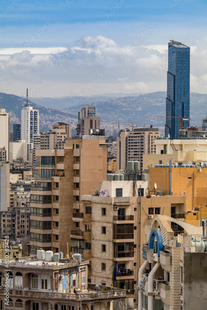Beirut skyline showing the tallest building in the city, Sama Beirut ...