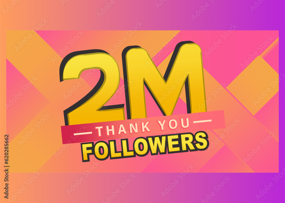 Thank you 2m followers banner, Thanks followers congratulation card ...