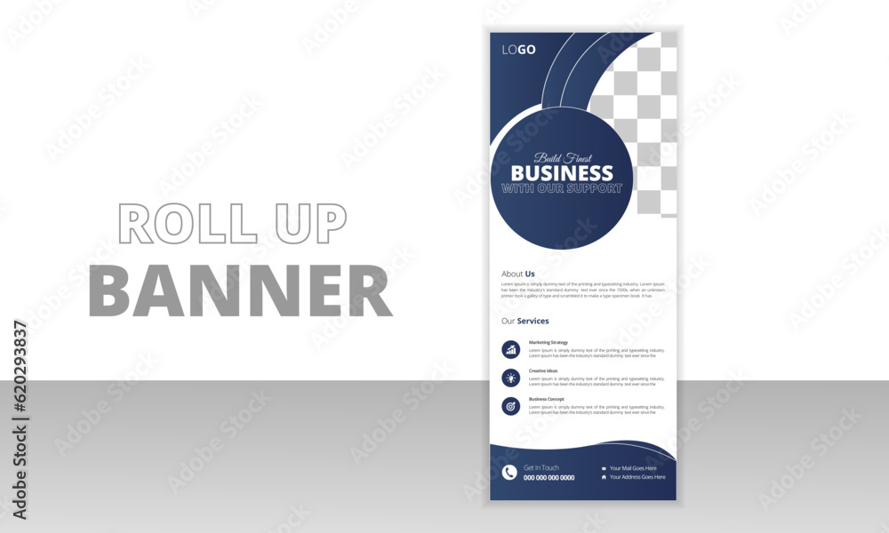 Corporate business Roll Up Banner for Presentation. Vertical roll up, x ...