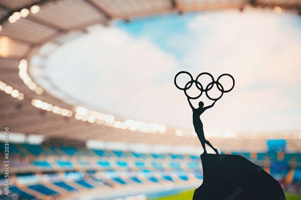 PARIS, FRANCE, JULY 7, 2023: Embodying Olympic Spirit: Statue of ...