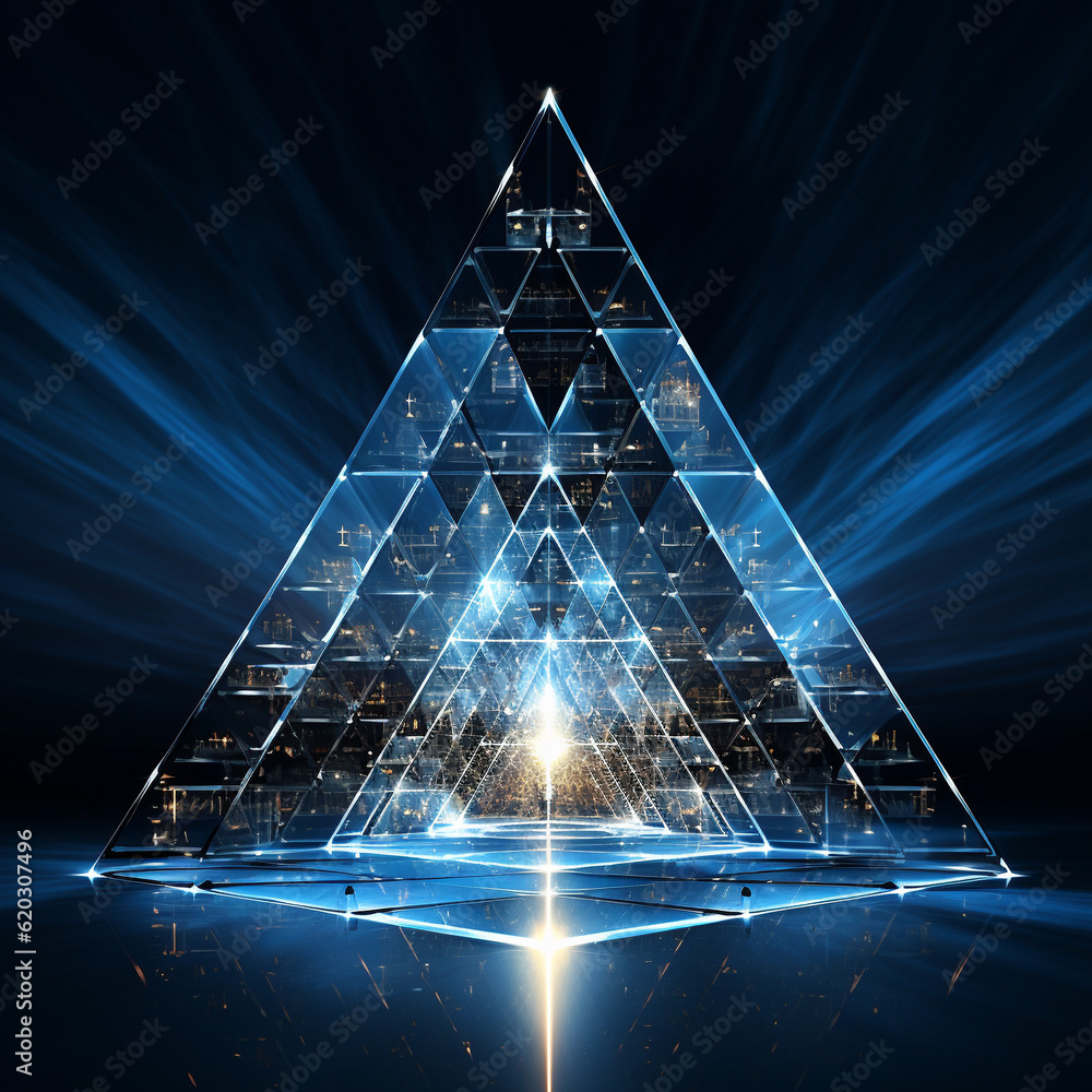 Abstract structure of triangles and points, space cubism fragmentation ...