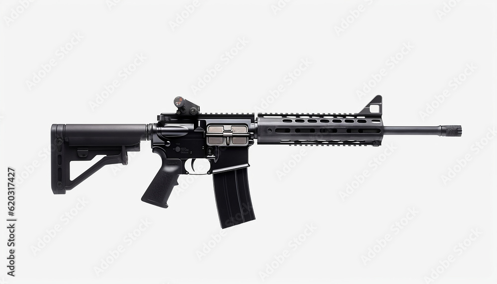 auto rifle machine gun black polymer weapon with scope, bolts, in the ...