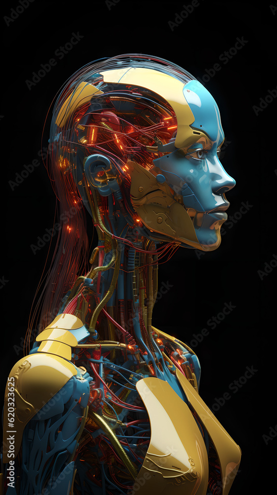 Femme Machina: An Elegant Realistic Robotic Woman Painted in Yellow ...