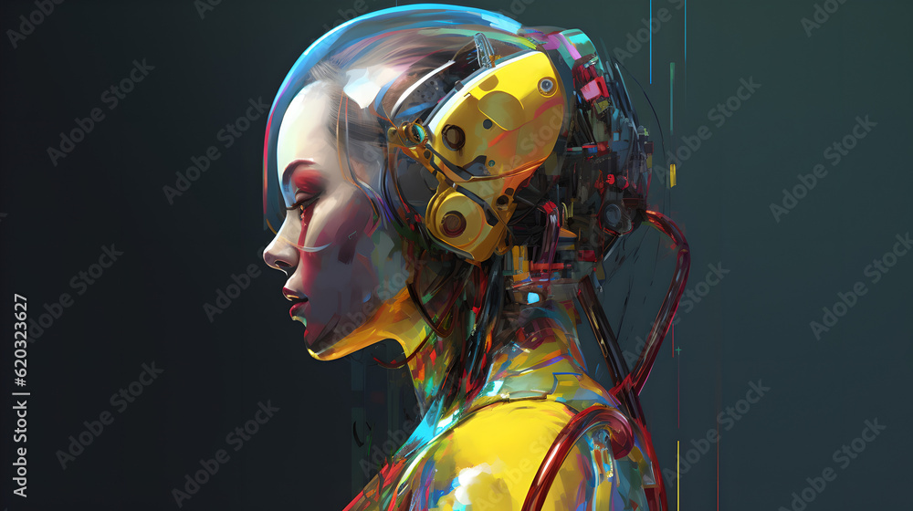 Femme Machina: An Elegant Realistic Robotic Woman Painted in Yellow ...