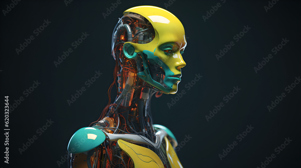 Femme Machina: An Elegant Realistic Robotic Woman Painted in Yellow ...