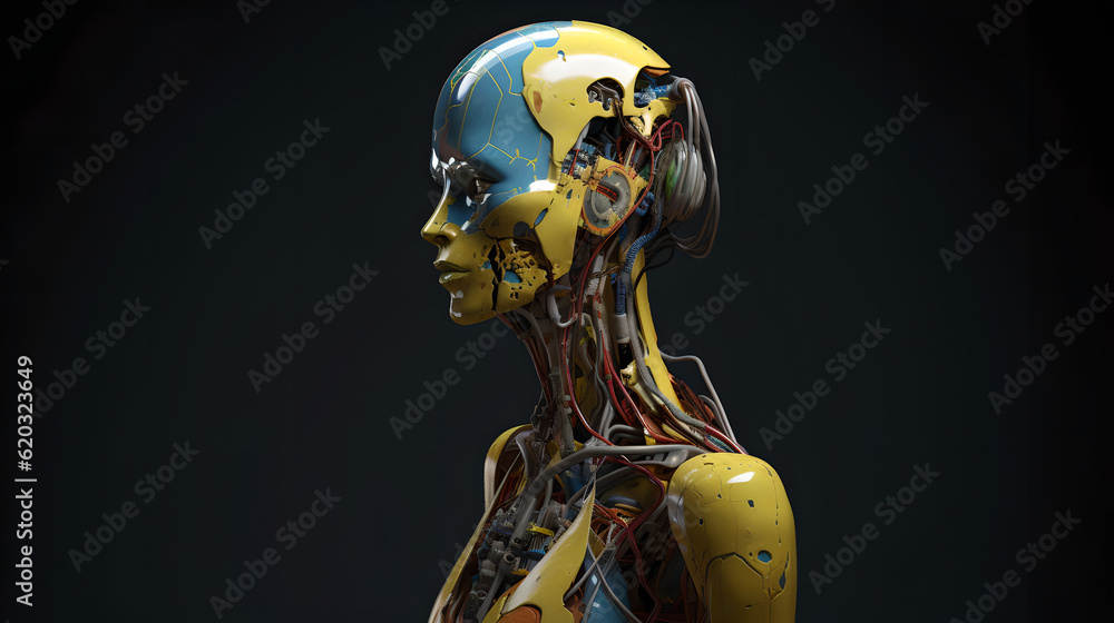 Femme Machina: An Elegant Realistic Robotic Woman Painted in Yellow ...