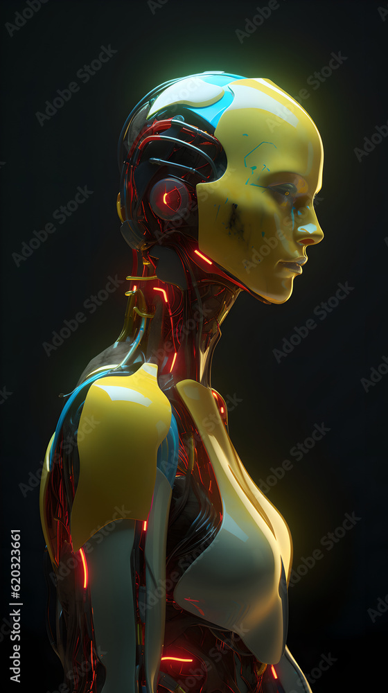 Femme Machina: An Elegant Realistic Robotic Woman Painted in Yellow ...