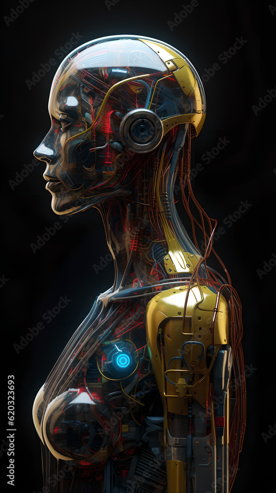 Femme Machina: An Elegant Realistic Robotic Woman Painted in Yellow ...