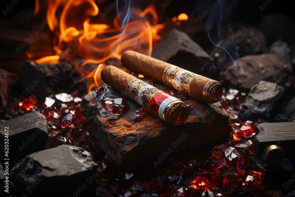 Cigar, cylindrical tobacco leaf twist, smoked, Cuban, tobacco smoking ...