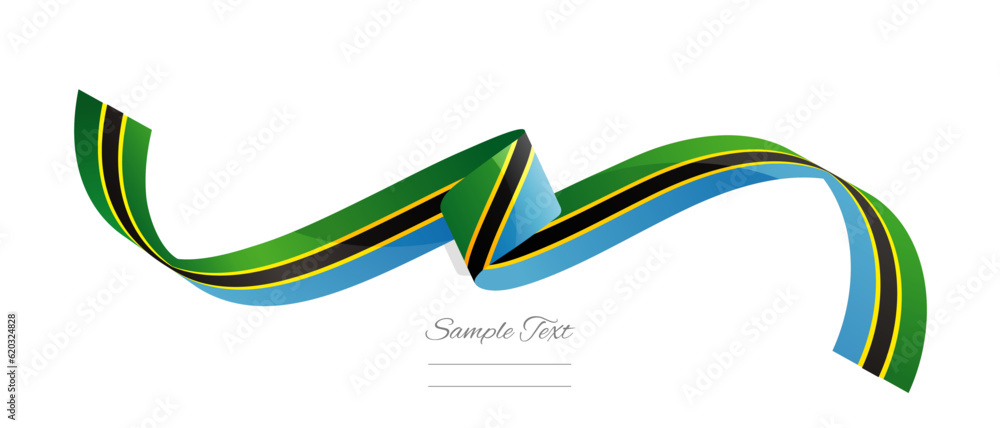 Tanzanian flag ribbon vector illustration. Tanzania flag ribbon on ...