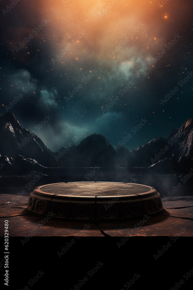 Outer space altar product podium pedestal at dusk Stock Photo | Adobe Stock