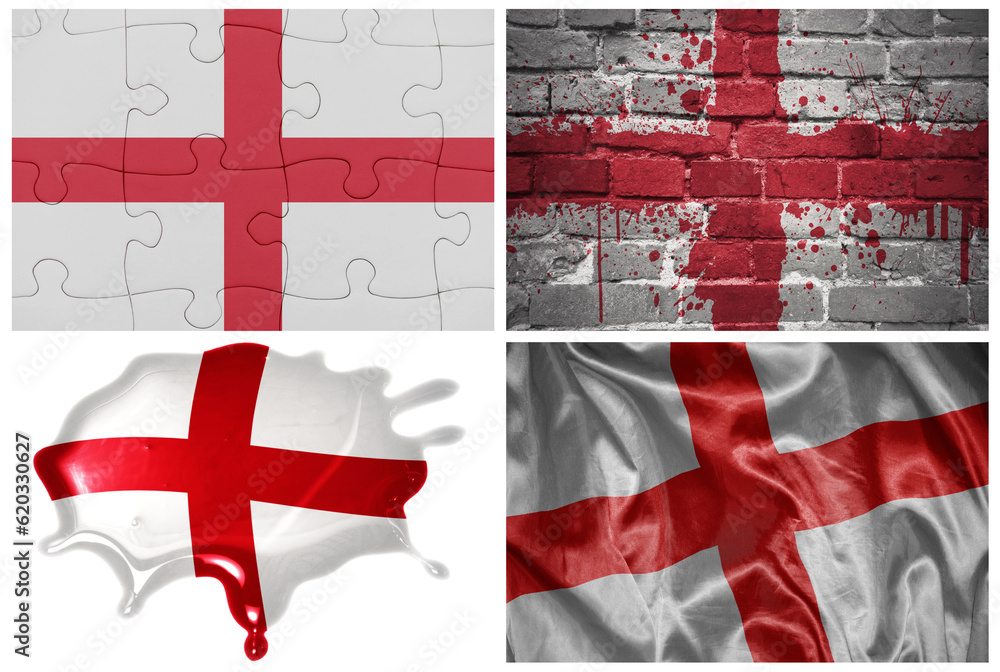 national colorful realistic flag of england in different styles and ...