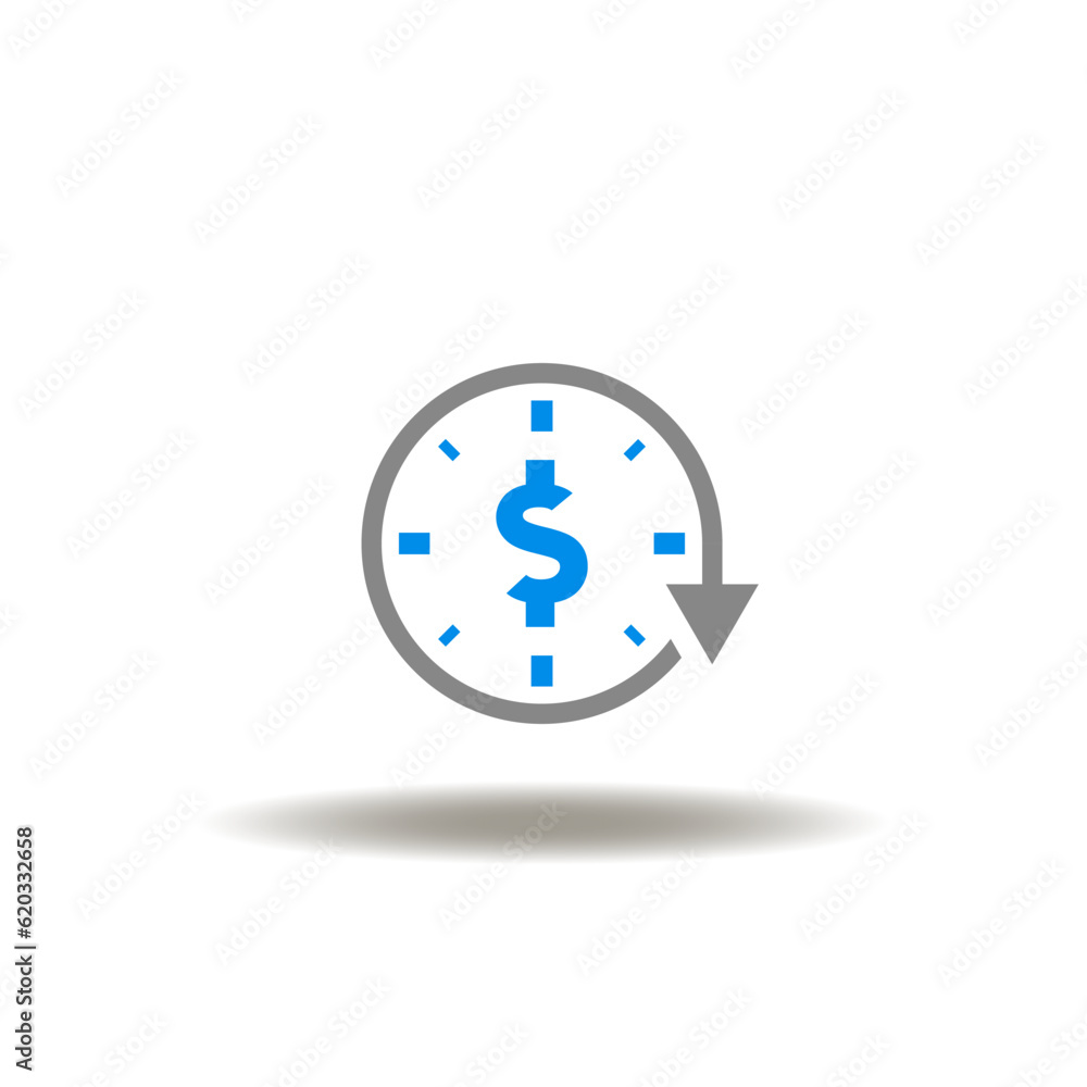 Vecteur Stock Vector illustration of round arrow with clock and dollar ...