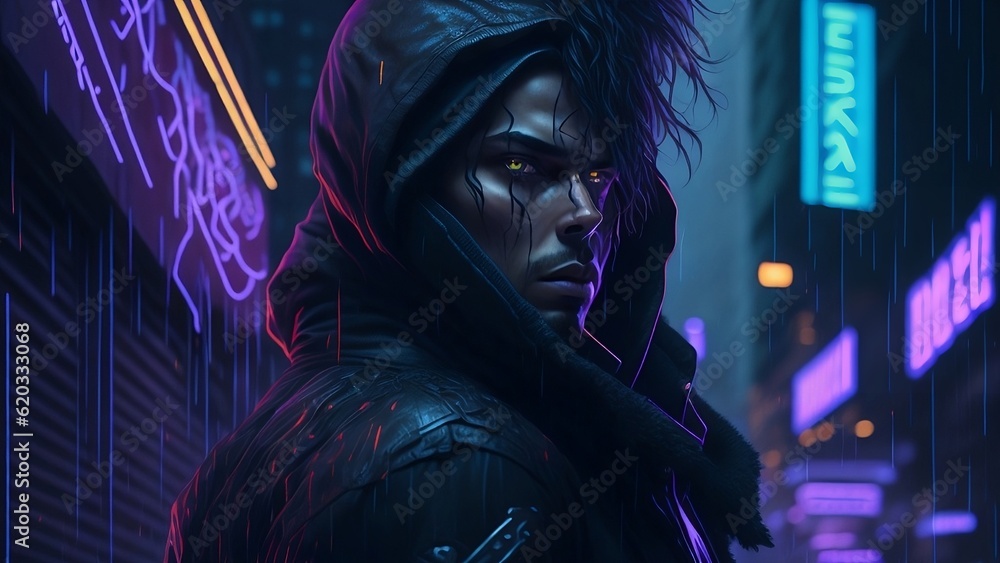 Cyberpunk Assassin Sleek Cybernetic Enhancements Holographic Camouflage ...