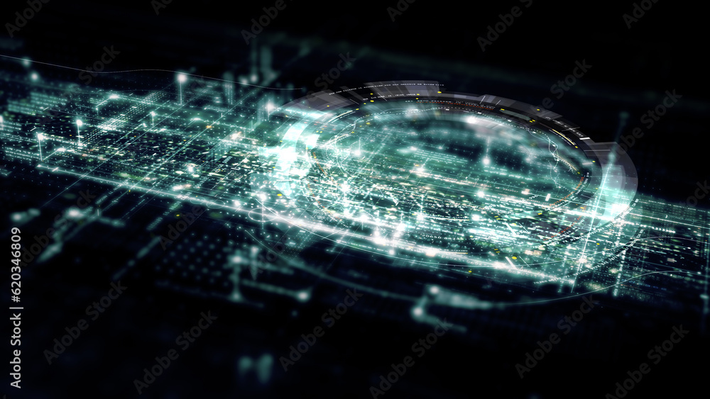 Advanced data matrix simulation UI with cutting-edge digital environment with a dynamic and ...