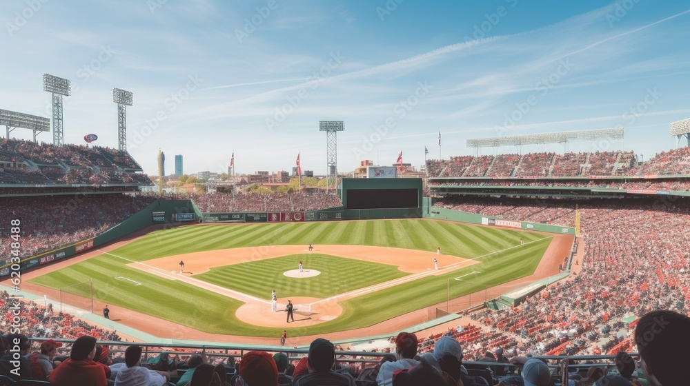 View of baseball field from inside stadium - created using generative ...