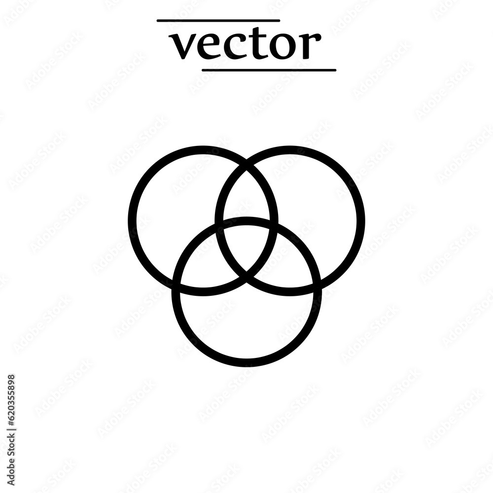 Venn diagram icon with 3 overlapped circles. Template for business ...
