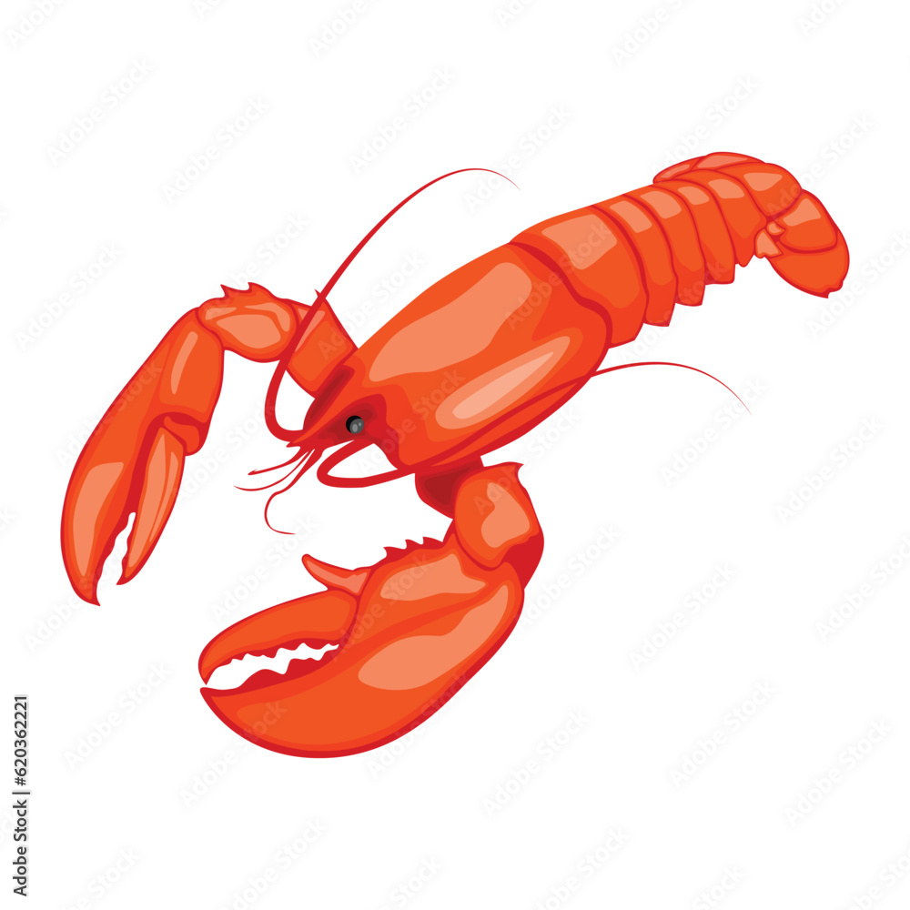 Vector illlustration of prepared red lobster icon cartoon flat style ...