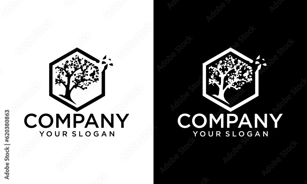 hexagon Tree vector logo this beautiful tree is a symbol of life ...