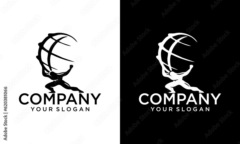 Atlas holding Globe Logo Design Stock Vector | Adobe Stock