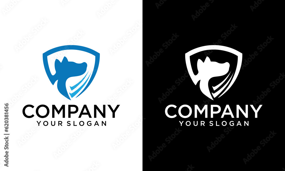 cerberus dog head guard shield security logo design with lineart style ...