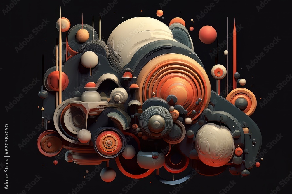 Abstract artwork background with spheres and lines ui ux design AI ...